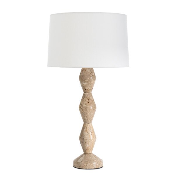 Crew Travertine Buffet Lamp (Natural Linen Shade) | Regina Andrew Detroit