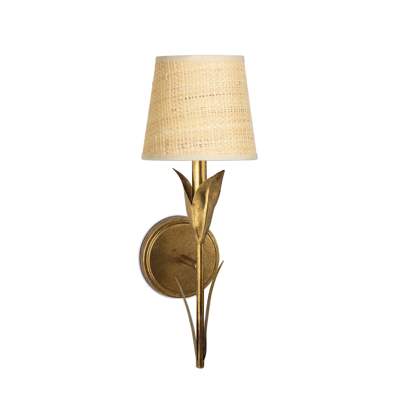Gold Reed Single Sconce with Rattan Shade | Regina Andrew Detroit