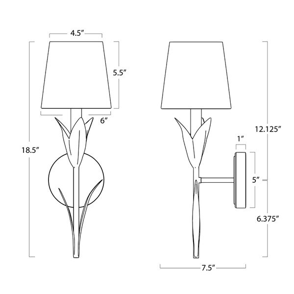 River Reed Sconce Single (Antique Gold Leaf with Natural Linen Shade)