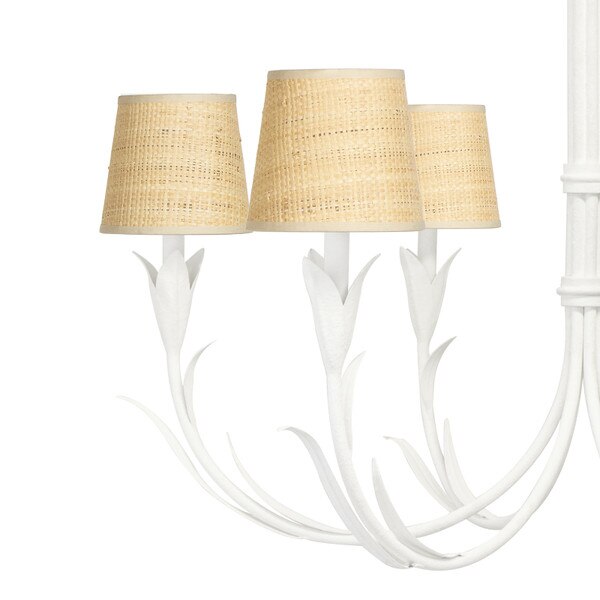 Small White Reed Chandelier with Rattan Shade | Regina Andrew Detroit