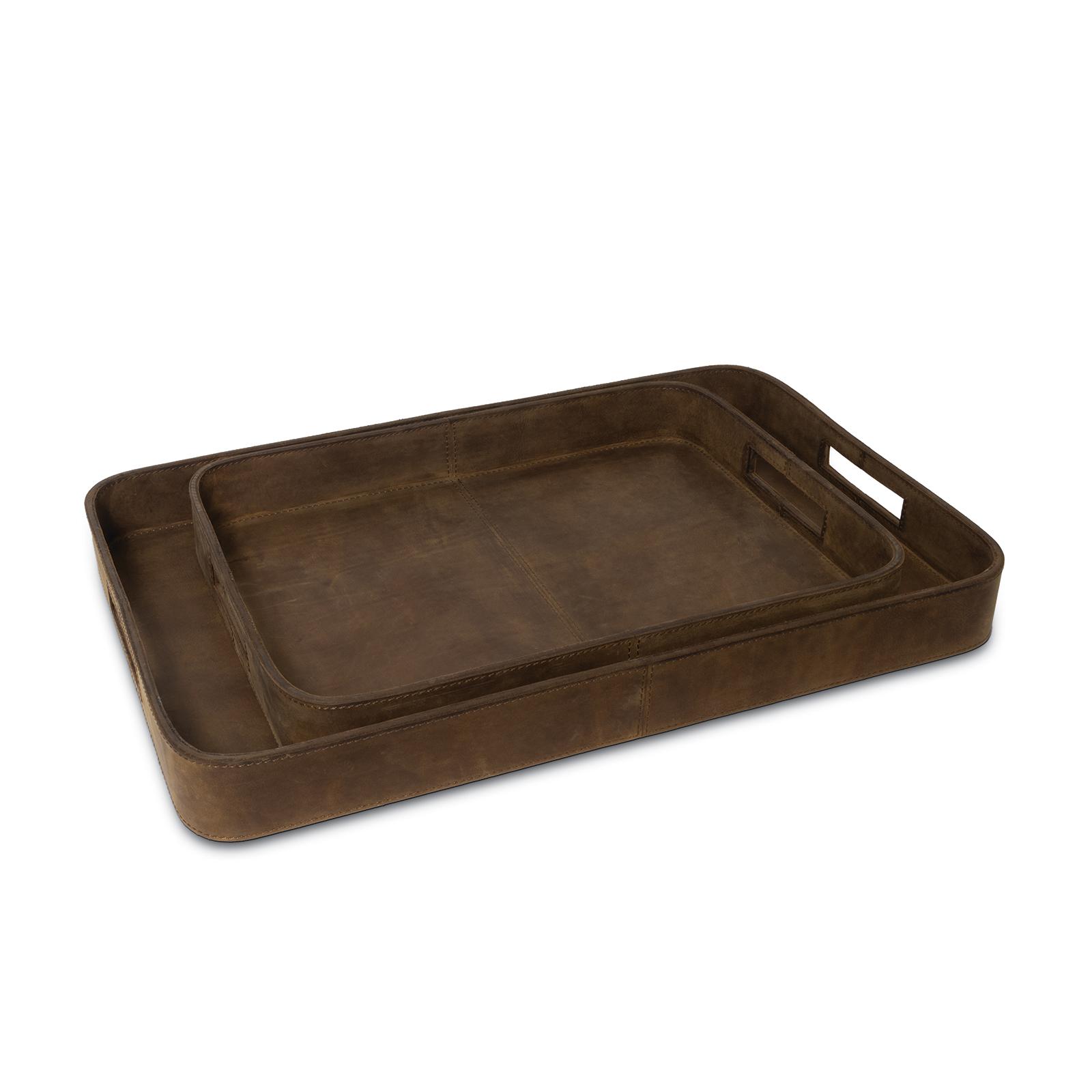 Derby Rectangle Leather Tray Set | Regina Andrew Detroit